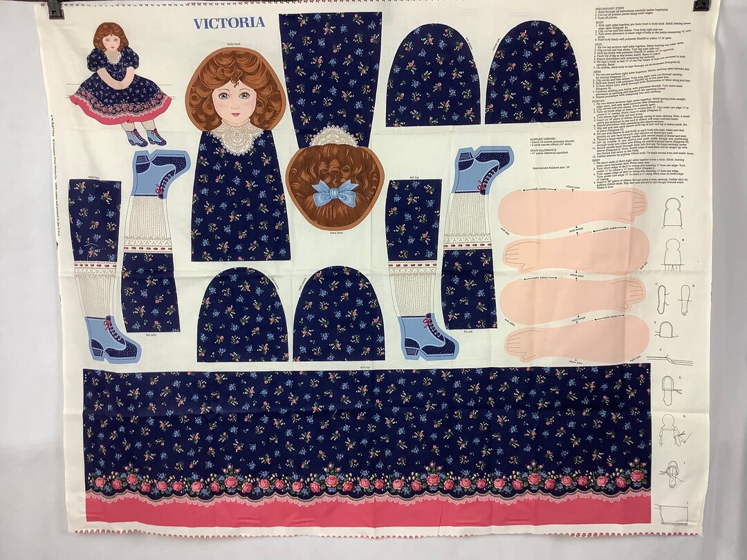 Vintage Fabric Panel Victoria Cloth Doll Sewing Stuffed Dolls - Etsy
