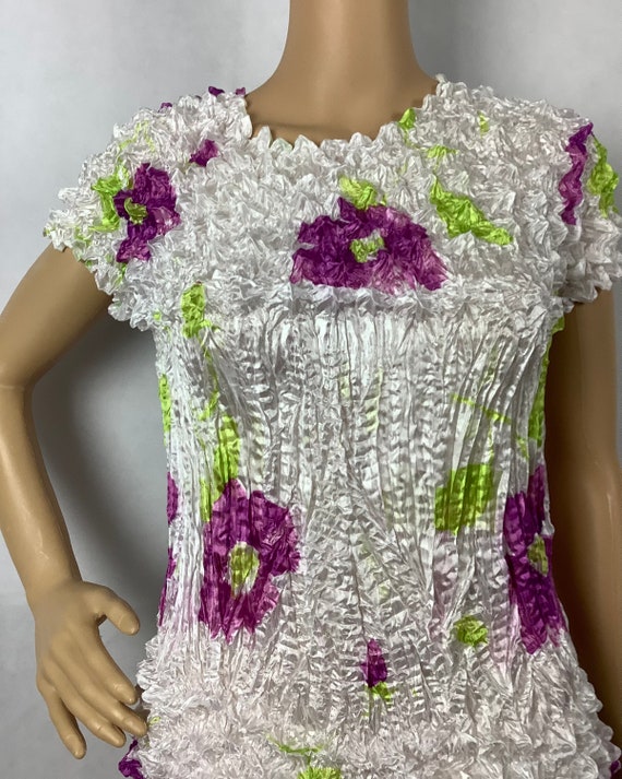 Crinkle Pleat Top Bubble Texture Top Popcorn Top Whit… - Gem