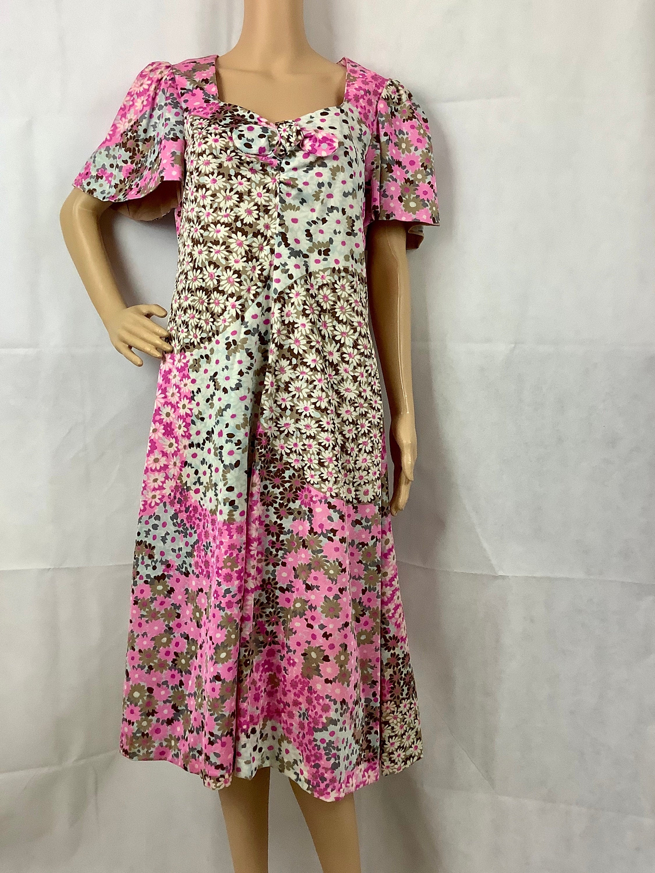 Vintage Clothing Handmade Floral Patchwork Dress 1970s Flutter - Etsy