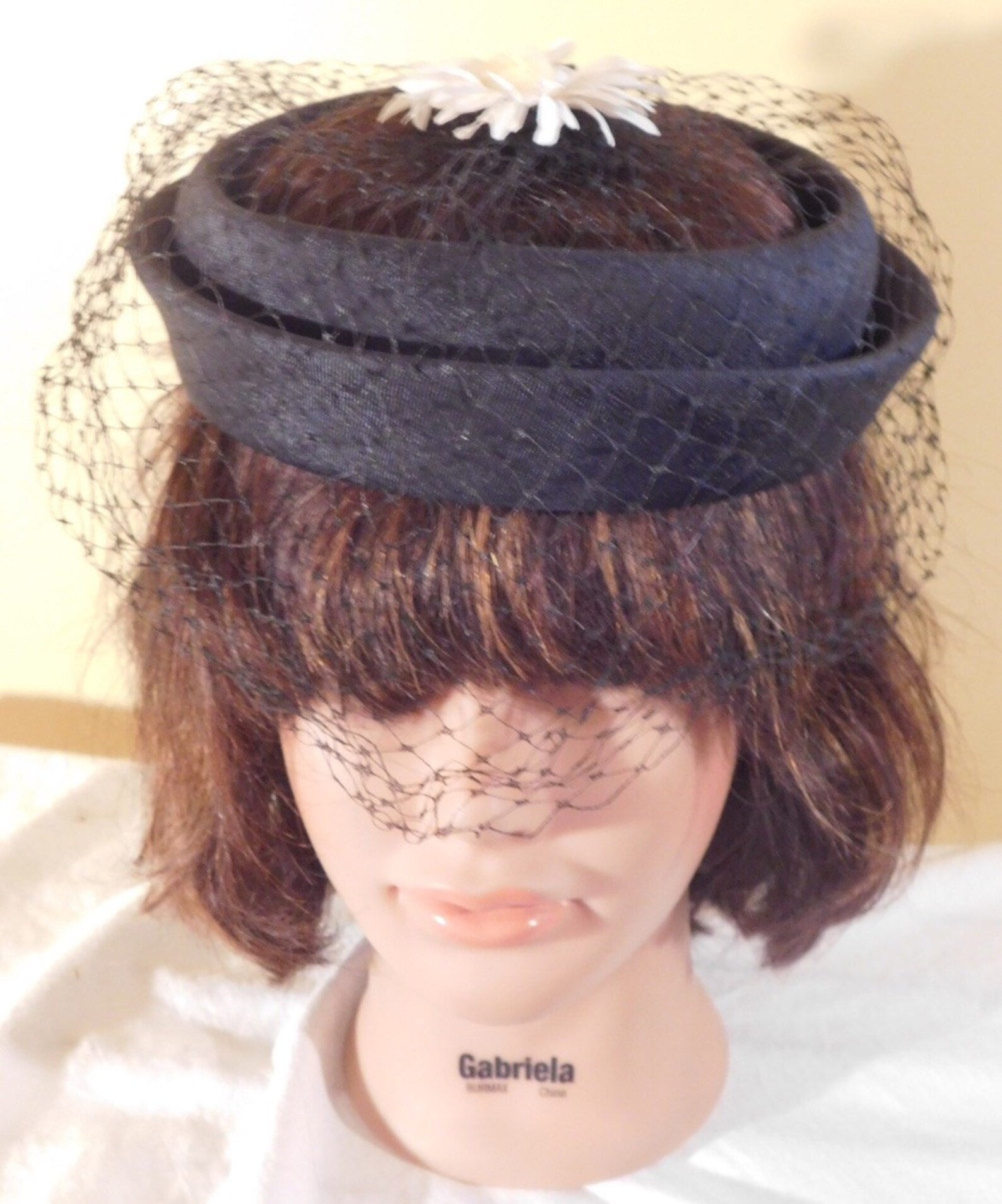 Vintage Hat Black Veil Mini Hat With Daisy Fascinator - Etsy