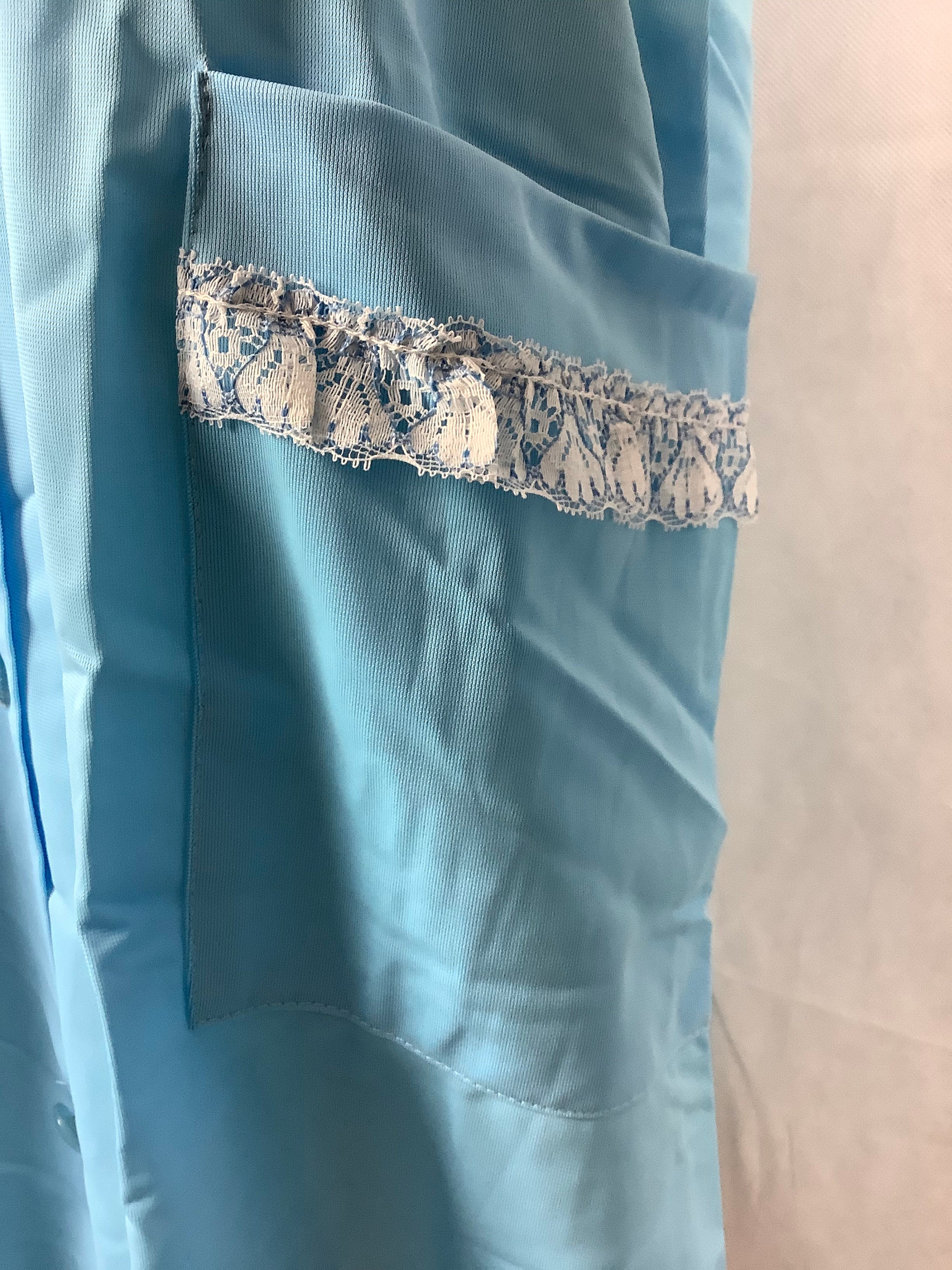 Vintage Housecoat Blue Nylon Robe Lace Housecoat - Etsy