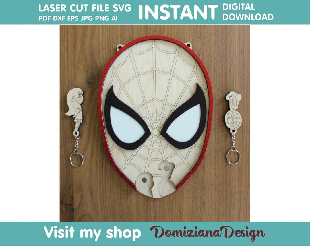 Keychain Holder Spiderman Laser Cut Digital File DXF SVG Art Vector ...