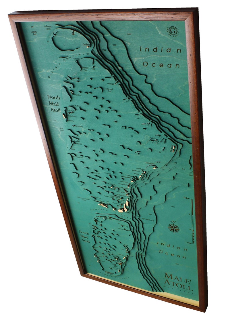 Male Atoll Maldives Male Atoll Map 3D | 45 X 91 Cm | 18 X 36 Inch ...