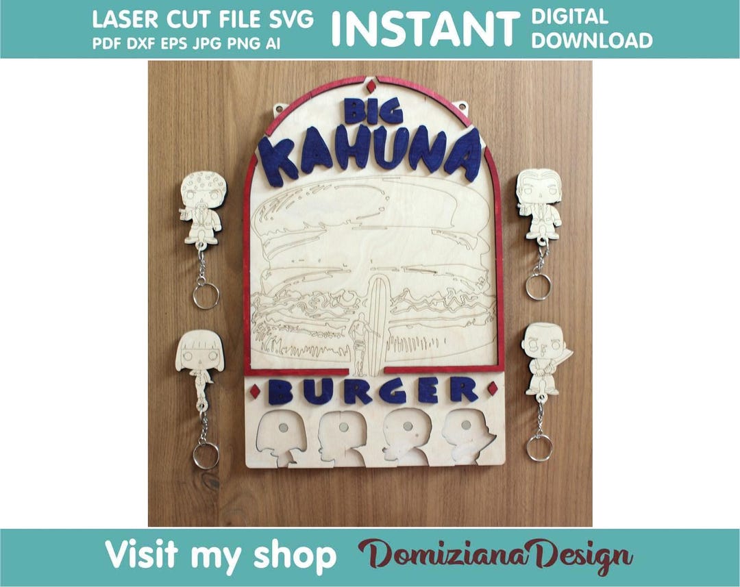 Keychain Holder Film Pulp Fiction Big Kahuna Burger Laser Cut Digital ...