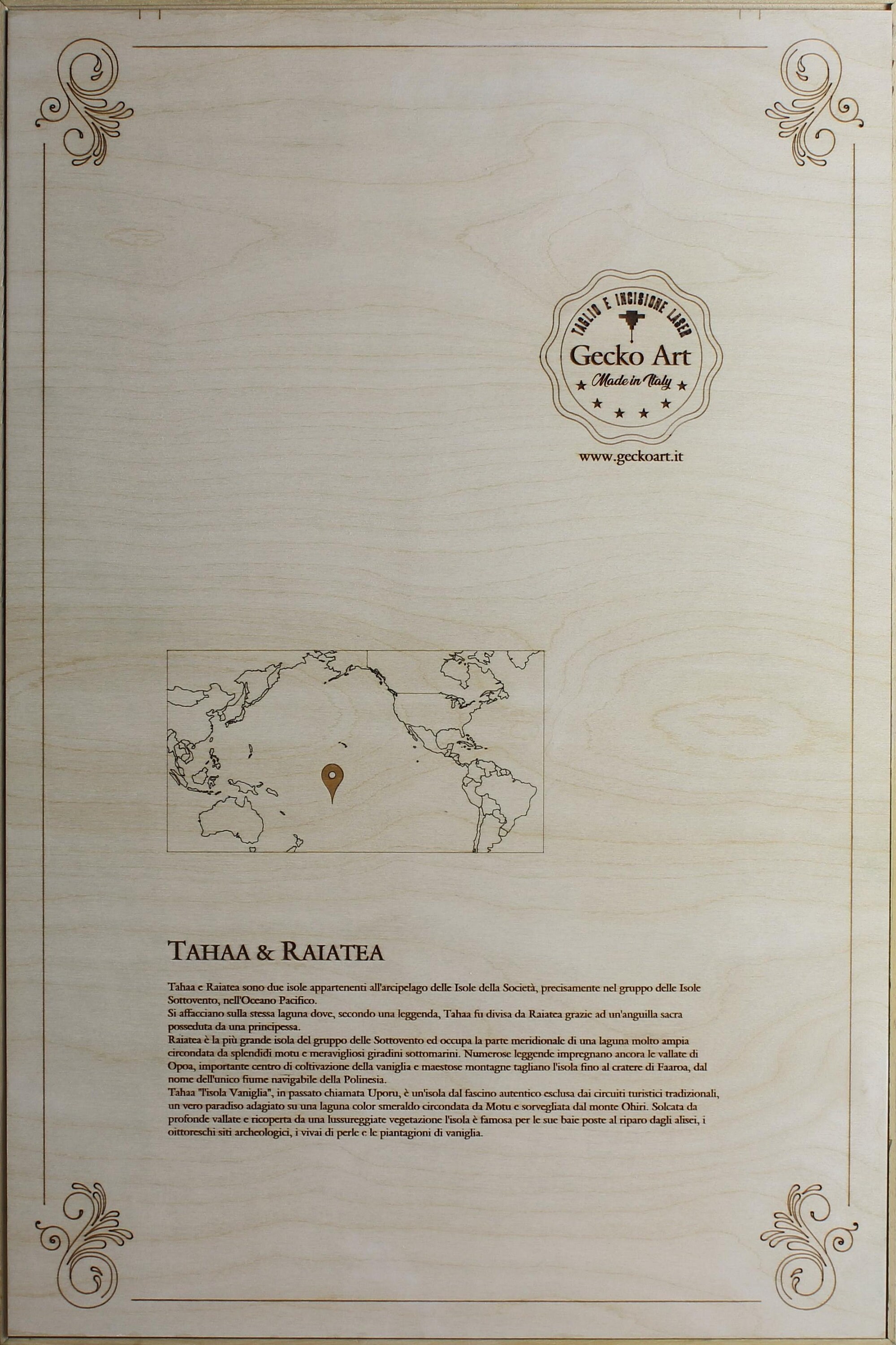 Tahaa Raiatea French Polynesia Map 3D 46 X 68 Cm 18 X 27 Inch Wooden ...