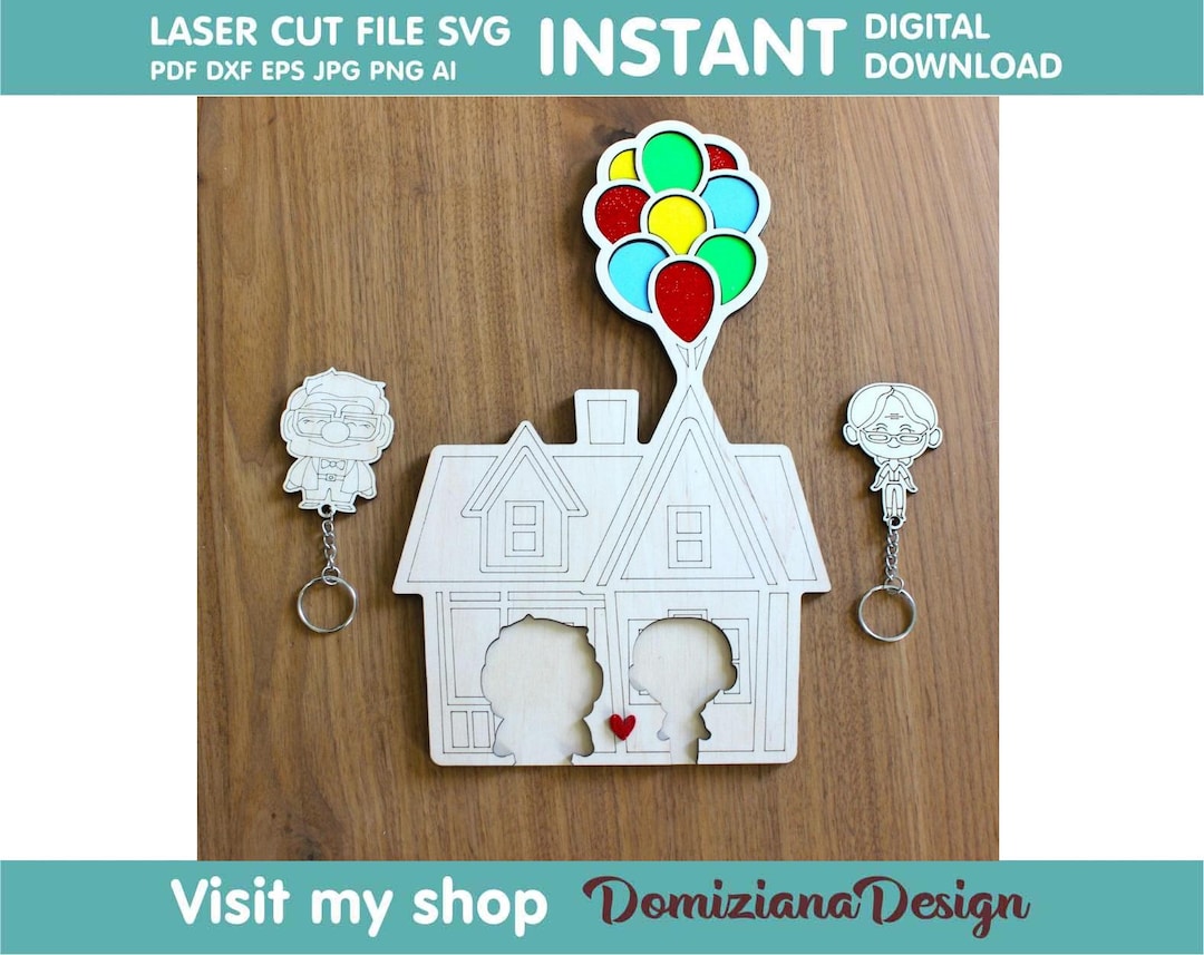 Keychain Holder Film UP Laser Cut Digital File DXF SVG Art Vector ...