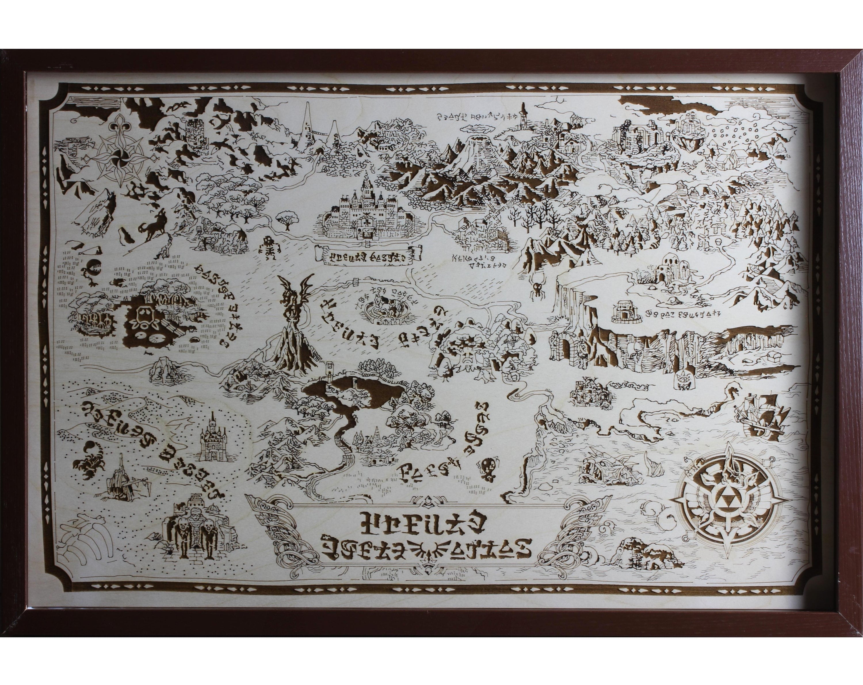 The Legend of Zelda Map 3D | 46 X 67 Cm | 18 X 26 Inch | Wooden Map ...