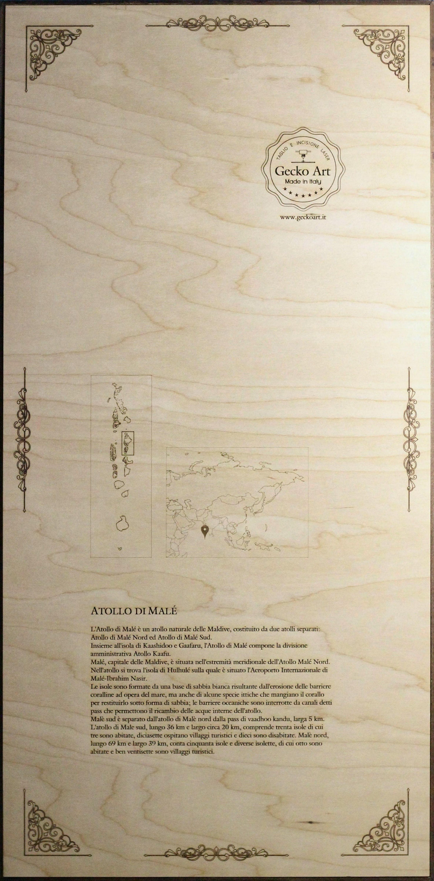 Male Atoll Maldives Male Atoll Map 3D 45 X 91 Cm 18 X 36 Inch Wooden ...