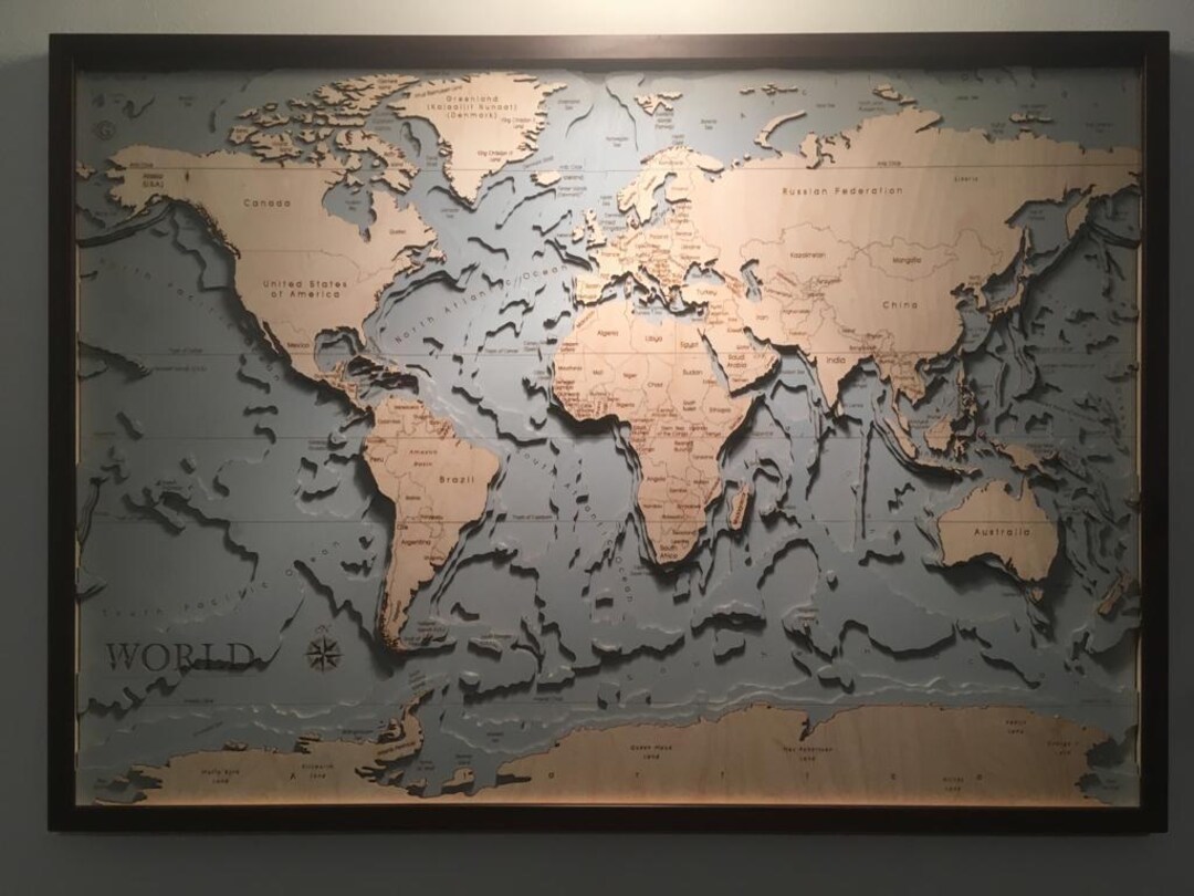 World Earth Map 3D | 65 X 91 Cm | 26 X 36 Inch World Map Planisphere ...