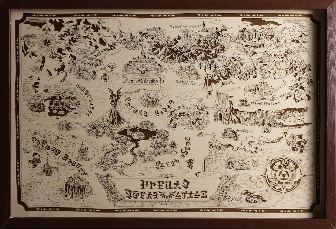 The Legend of Zelda Map 3D 46 X 67 Cm 18 X 26 Inch Wooden Map Chart ...
