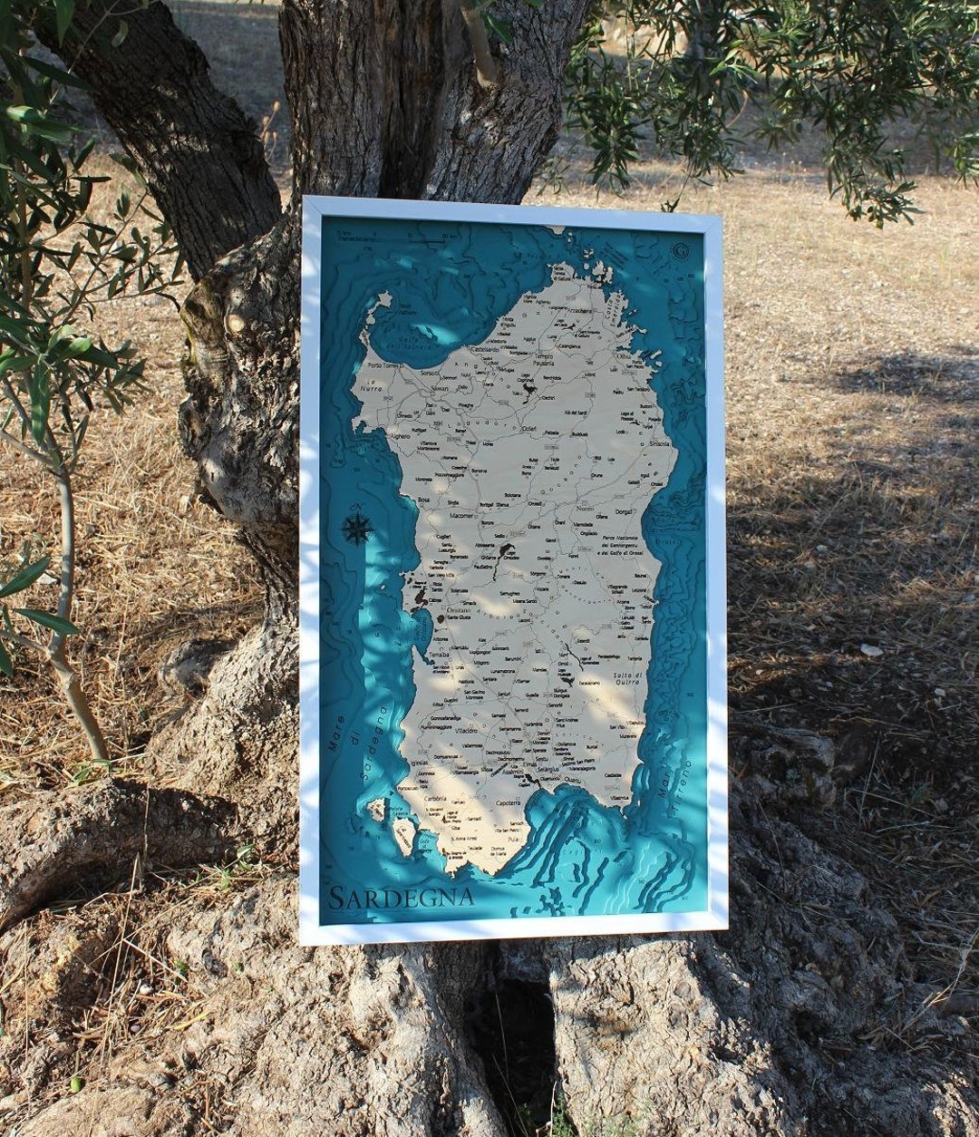 Sardinia Italy Sardinia Map 3D | 46 X 77 Cm | 18 X 30 Inch | Wooden Map ...