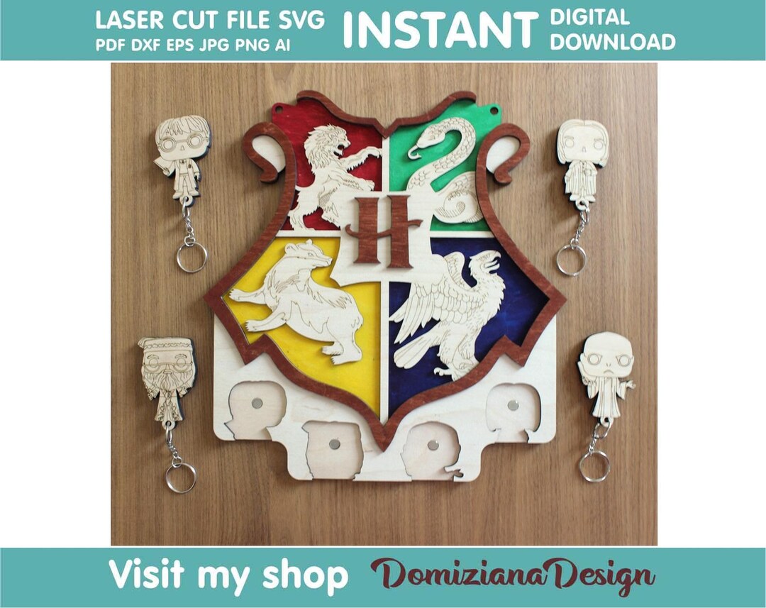 Keychain Holder Harry Potter Laser Cut Digital File DXF SVG Art Vector ...