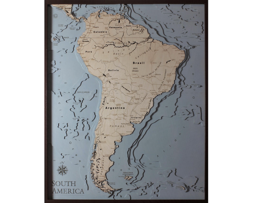 South America | South America Map 3D | 67 X 83 Cm | 26 X 33 Inches ...