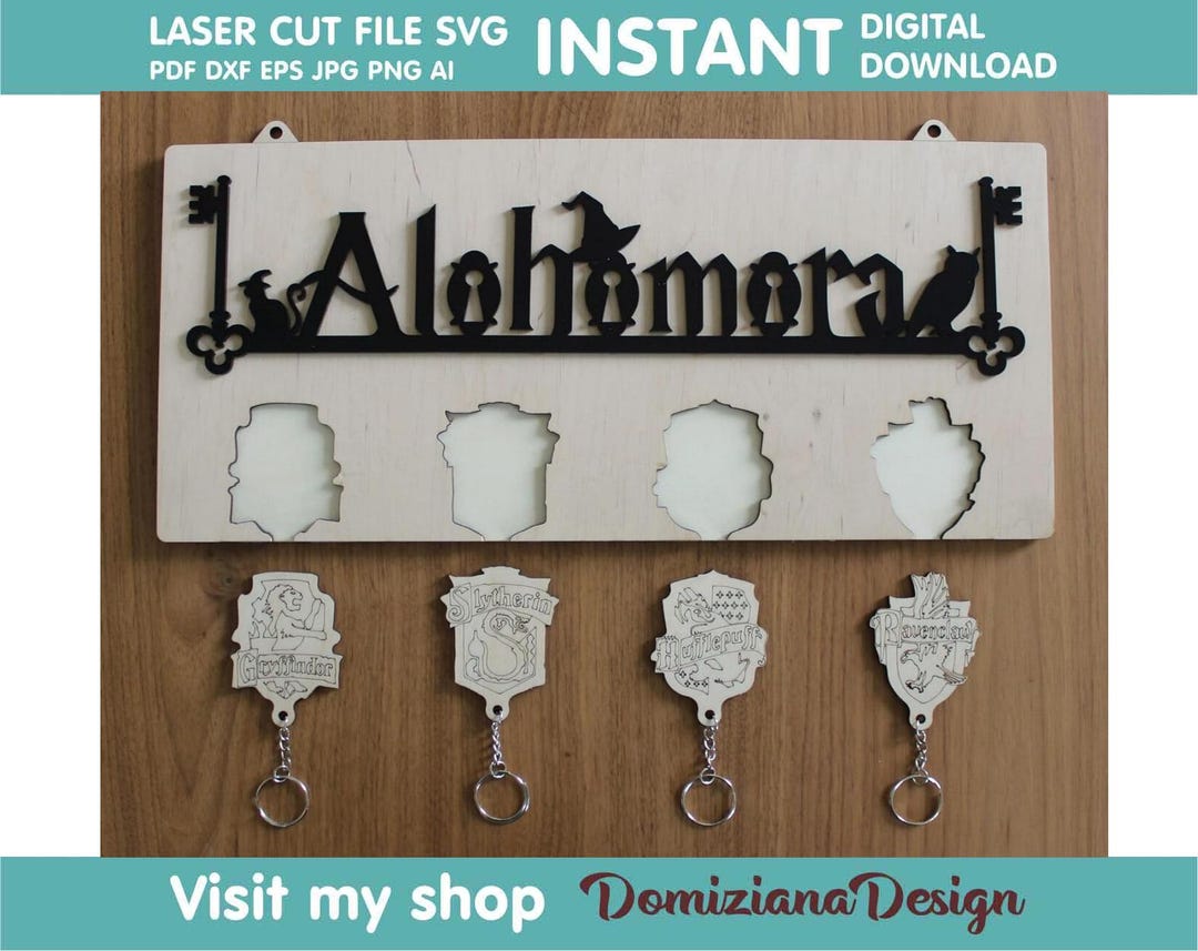 Keychain Holder Alohomora Laser Cut Digital File DXF SVG Art Vector ...