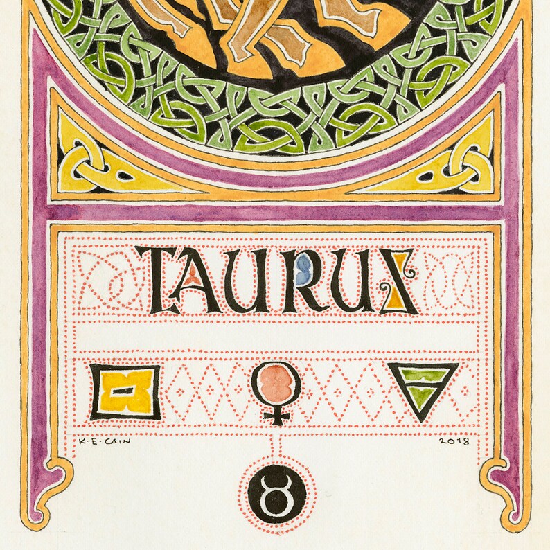 Taurus Zodiac Sign Celtic Art Astrological Symbol - Etsy