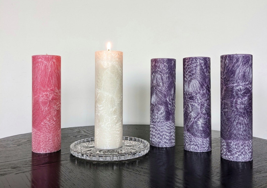 Advent Candle Set - 2x 6 1/2 Pillars - Royal Purple - Pink - White - Etsy