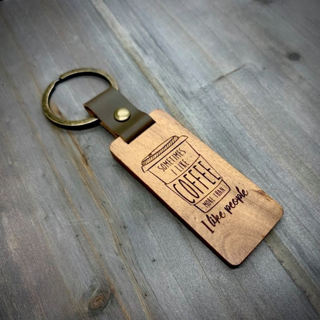 Coffee Keychain | Wood Keychain | Walnut Keychain | Custom Keychain ...