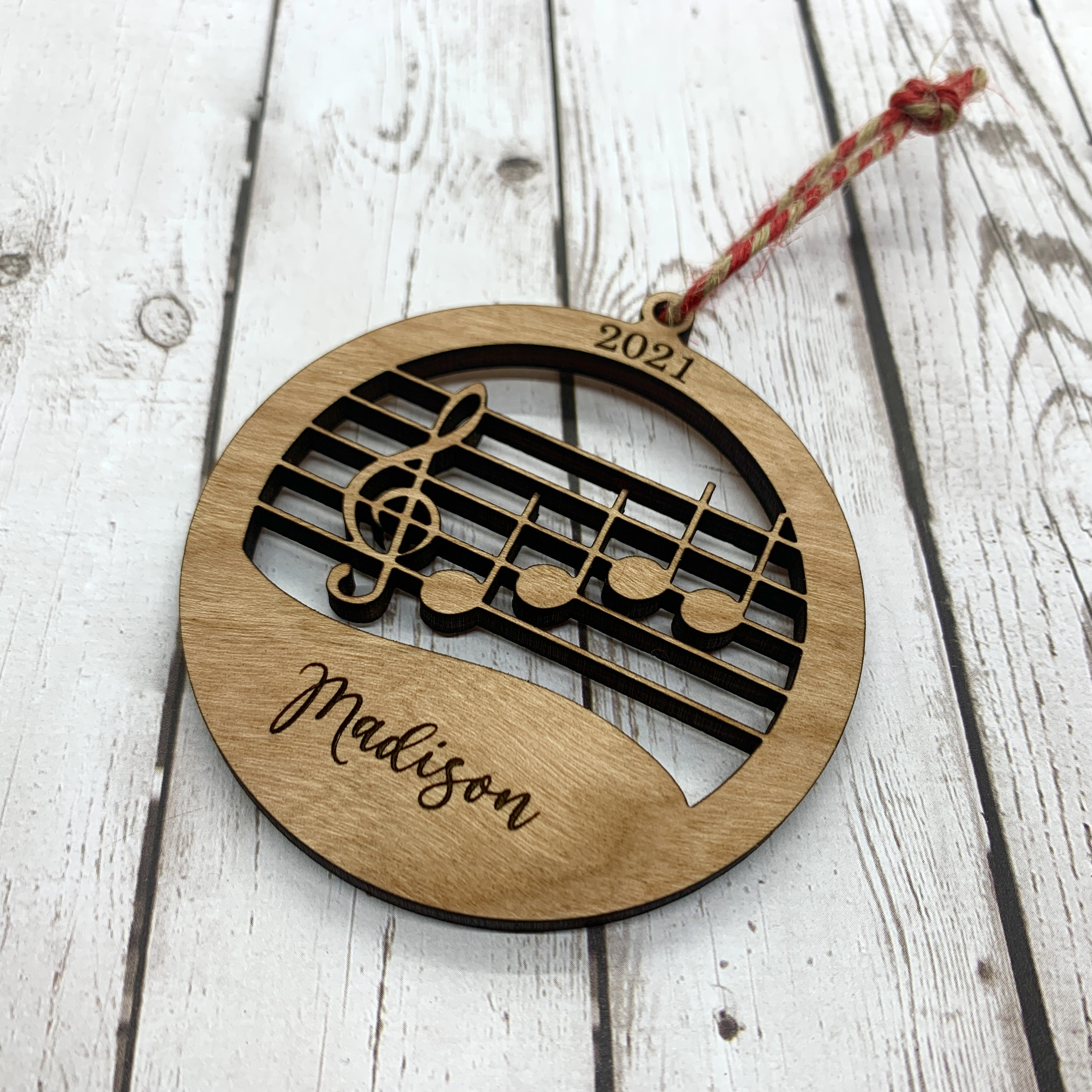 Music Notes Ornament Personalized Ornament Wood Ornament - Etsy