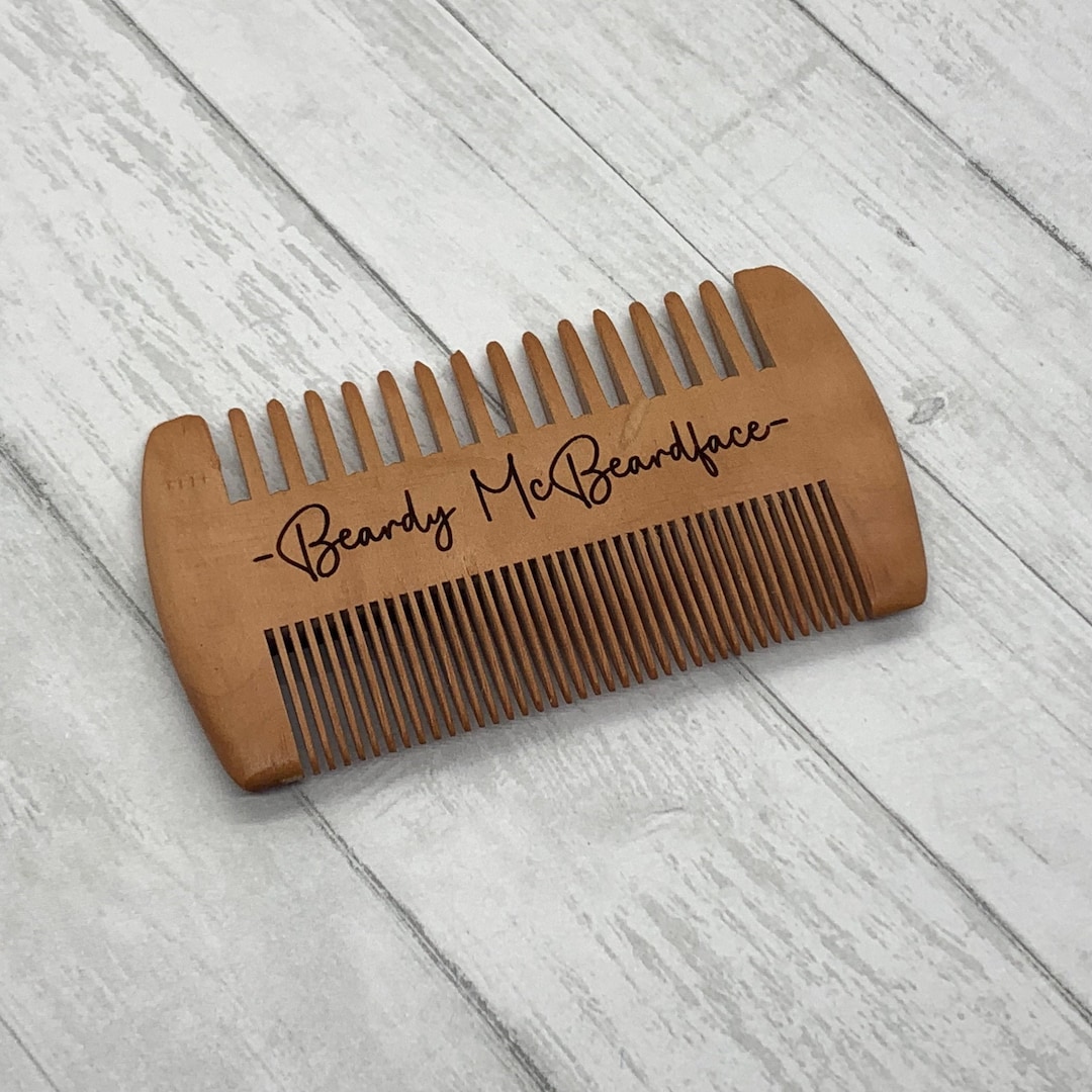 Engraved Sandalwood Beard Comb, Custom Wood Mustache Comb, Men's Beard ...