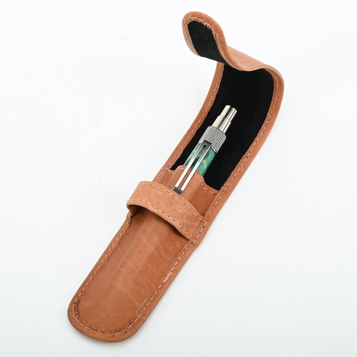 Personalized Single Pen Leather Pouch - Genuine Leather - Custom ...