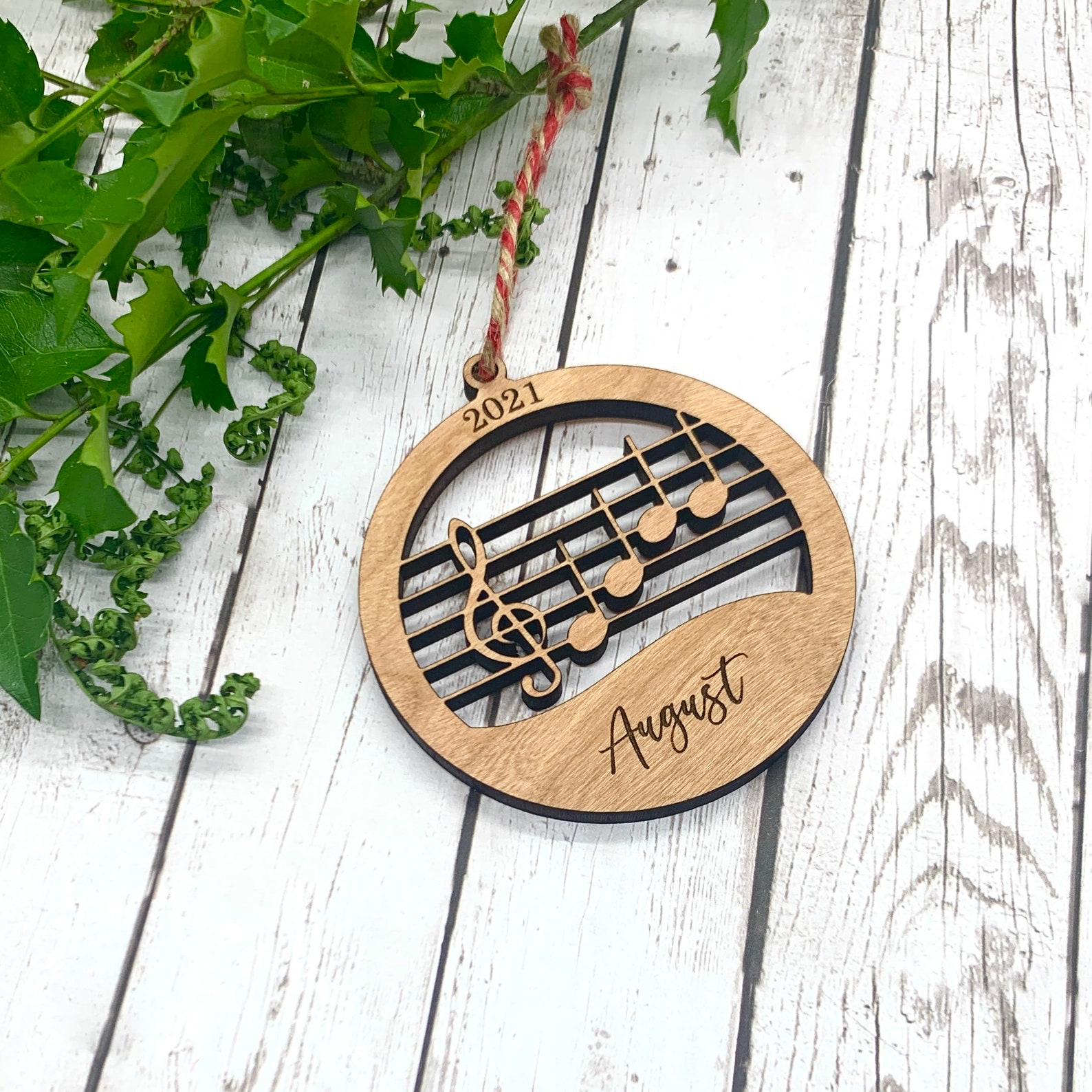Music Notes Ornament Personalized Ornament Wood Ornament - Etsy