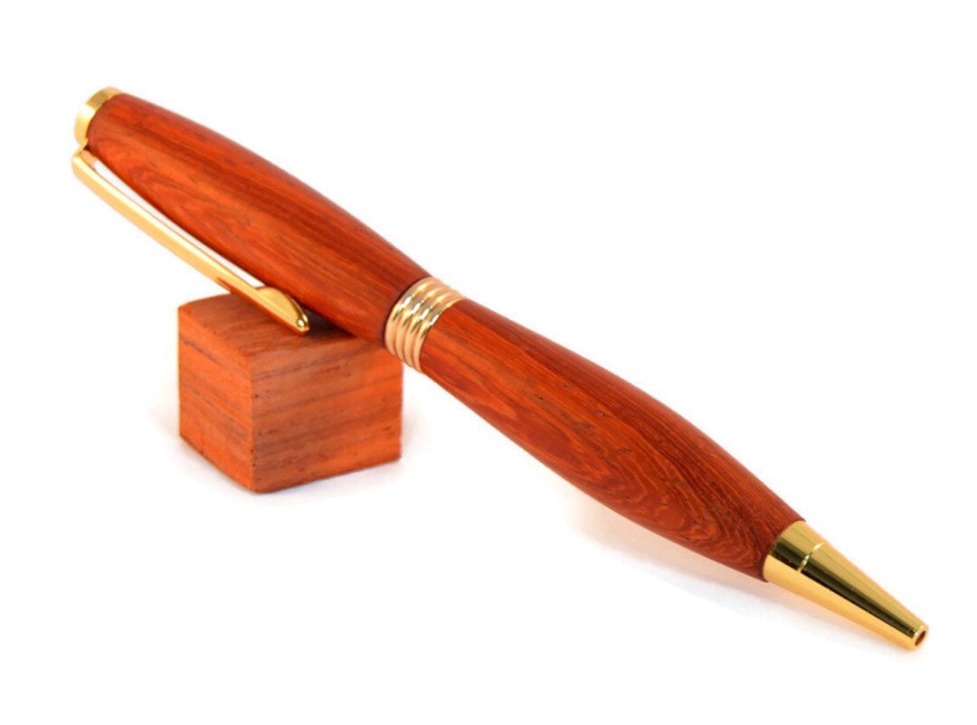 Padauk Pen With 24kt Gold Fittings - Handcrafted Wood Ink Pen by ...