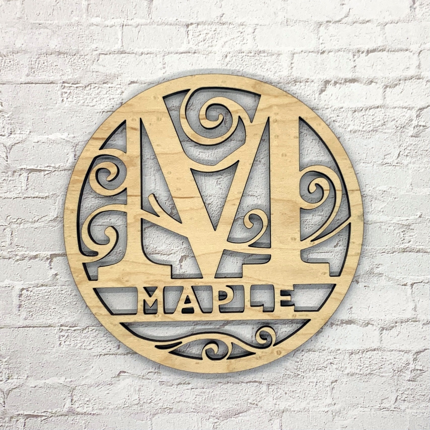 Custom Round Wood Monogram Personalized Monogram Wood Sign | Etsy