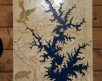 Wood Engraved Lake Map - Etsy