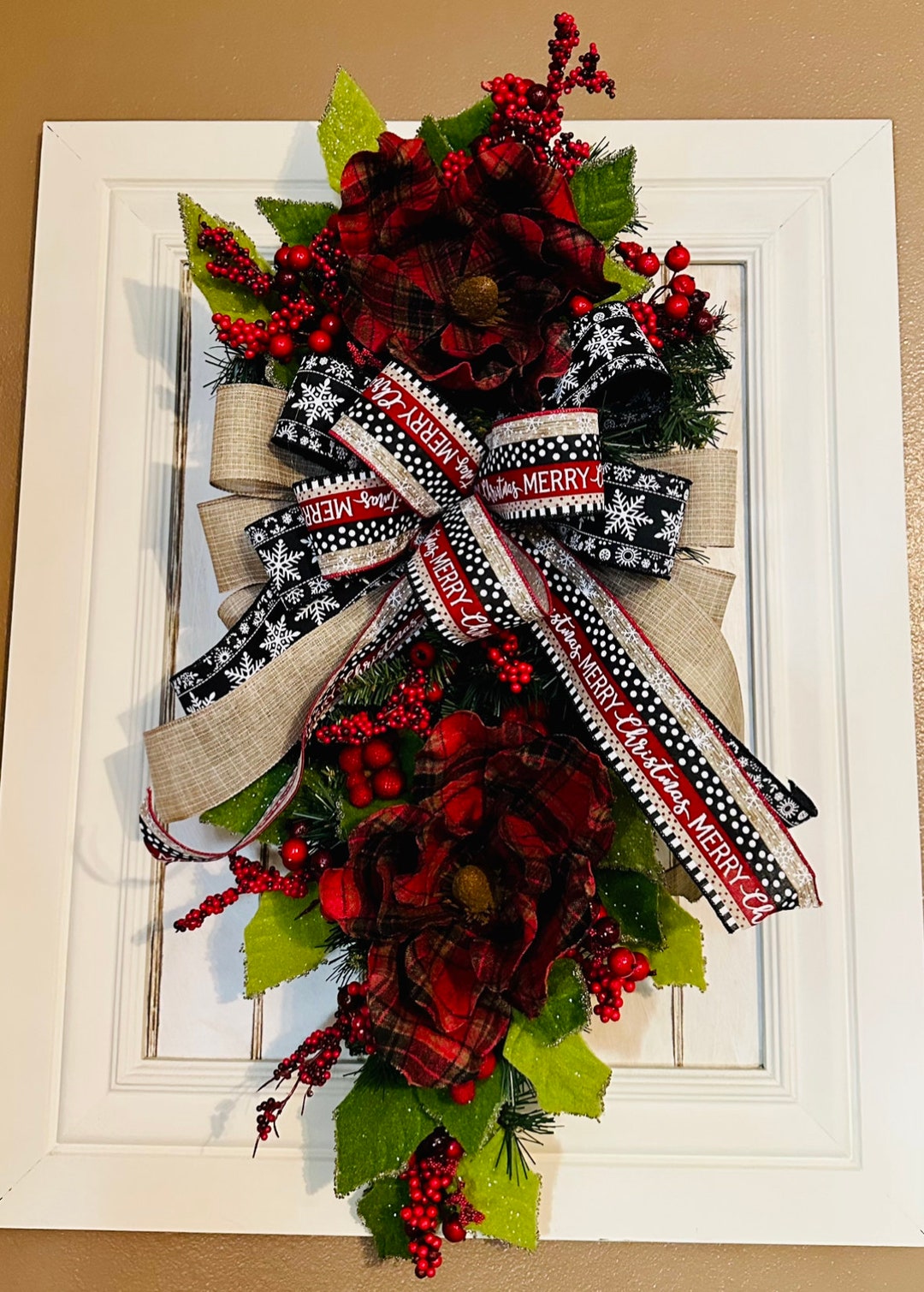 Flannel Country Christmas Door Swag - Etsy