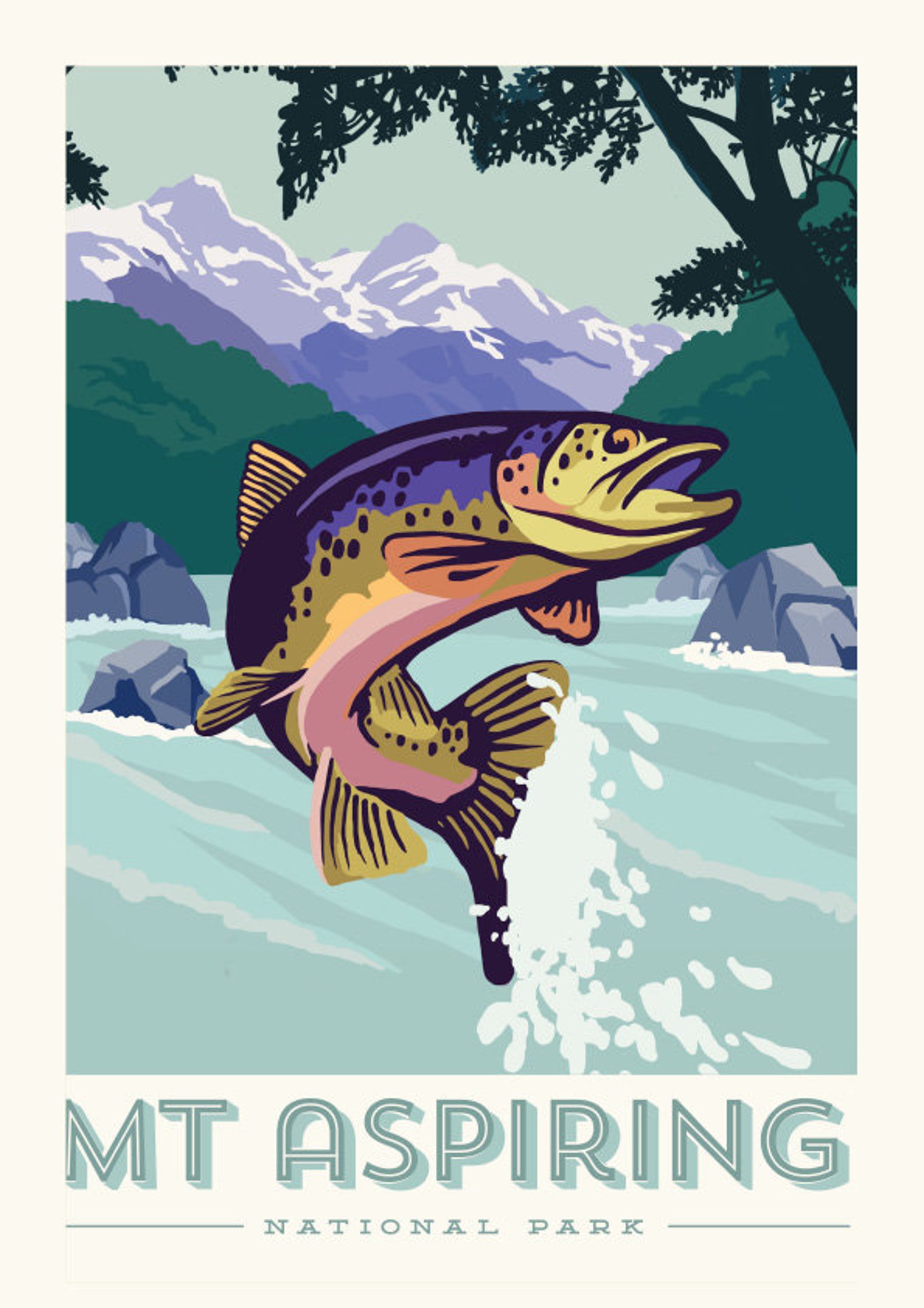 Mt Aspiring Travel Poster - Etsy