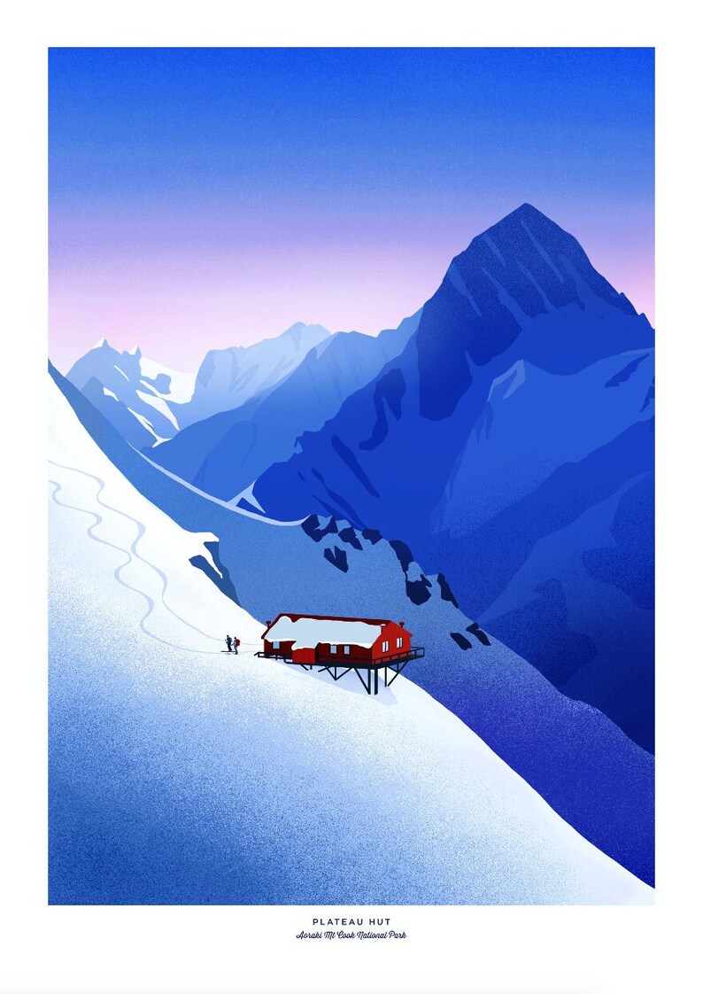 Plateau Hut Travel Poster - Etsy