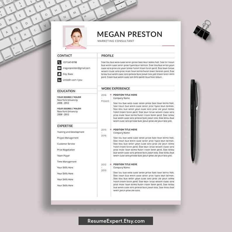 CV Template / Resume Template for MS Word Cover Letter - Etsy