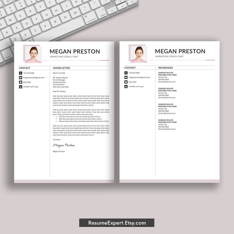 CV Template / Resume Template for MS Word Cover Letter - Etsy