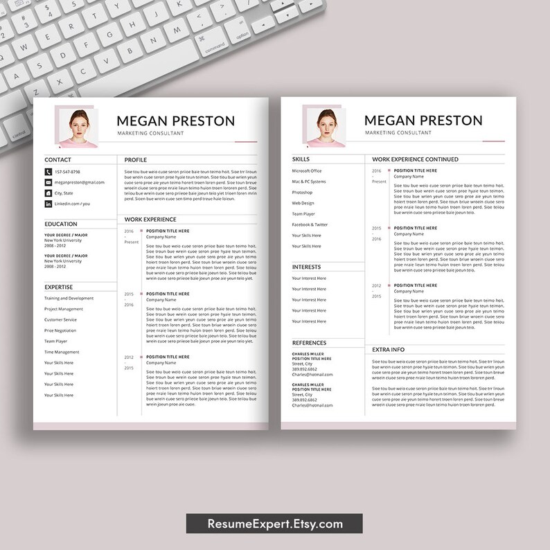 CV Template / Resume Template for MS Word Cover Letter - Etsy
