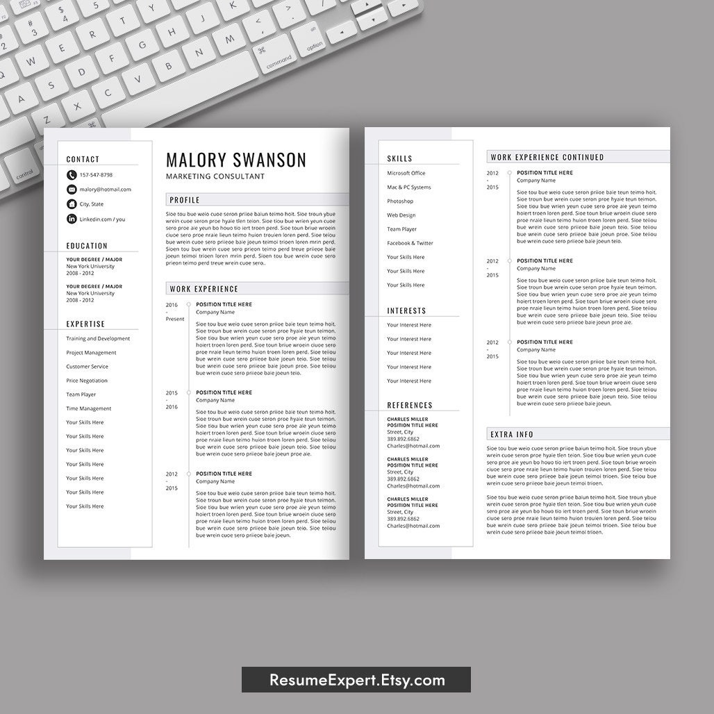 Professional Resume / CV Templates Compatible with MS Word - Etsy Polska