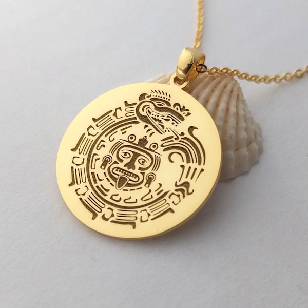 Gold Aztec Pendant - Etsy