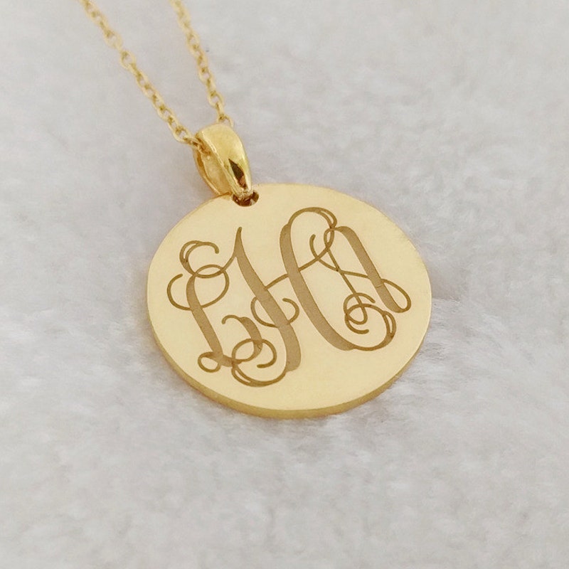 Gold Monogram Necklace - Etsy
