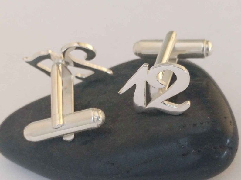Personalized Number Cufflinks Silver Wedding Cufflinks Any - Etsy