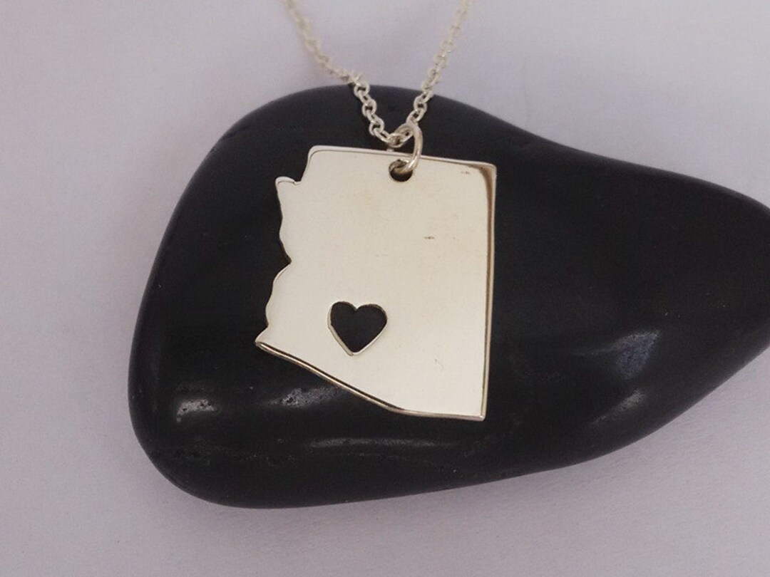 Silver Arizona State Necklace,az State Charm ,AZ State Shaped Pendant ...