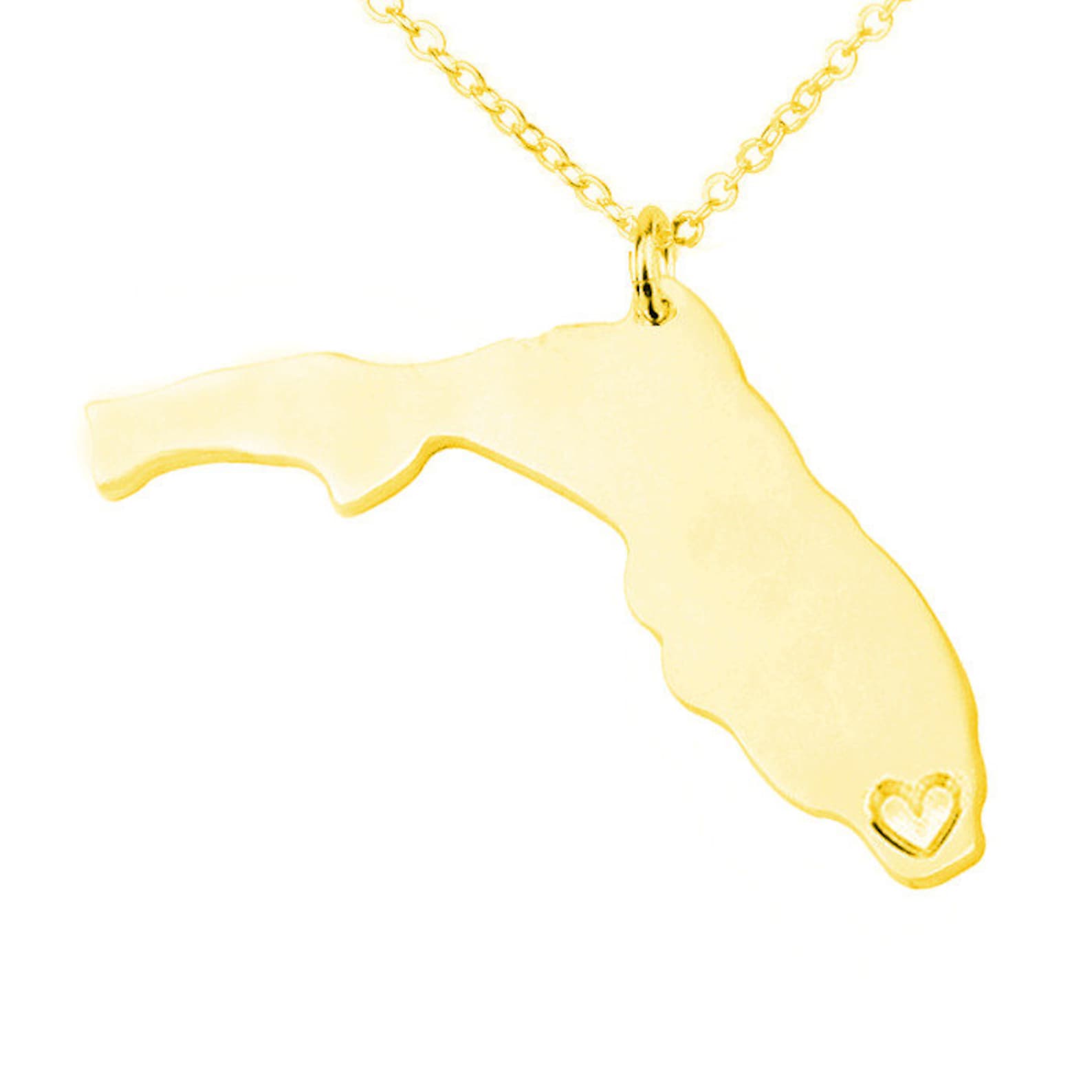 Whtie Gold Florida Necklace,fl State Charm Jewelry ,florida State ...