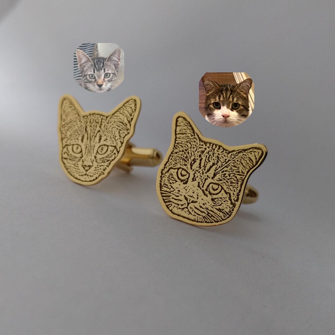 Custom Cat Photo Cufflinks, Any Pet Portrait Cufflinks, Personalized ...