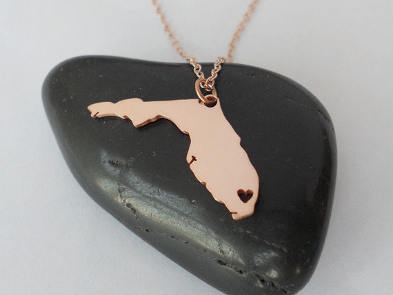 Florida vormige ketting rose goud Florida state ketting - Etsy Nederland