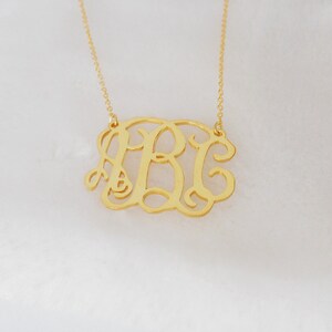 Gold Celebrity Monogram Pendant Necklace,gold Monogram Necklace 1.5 ...