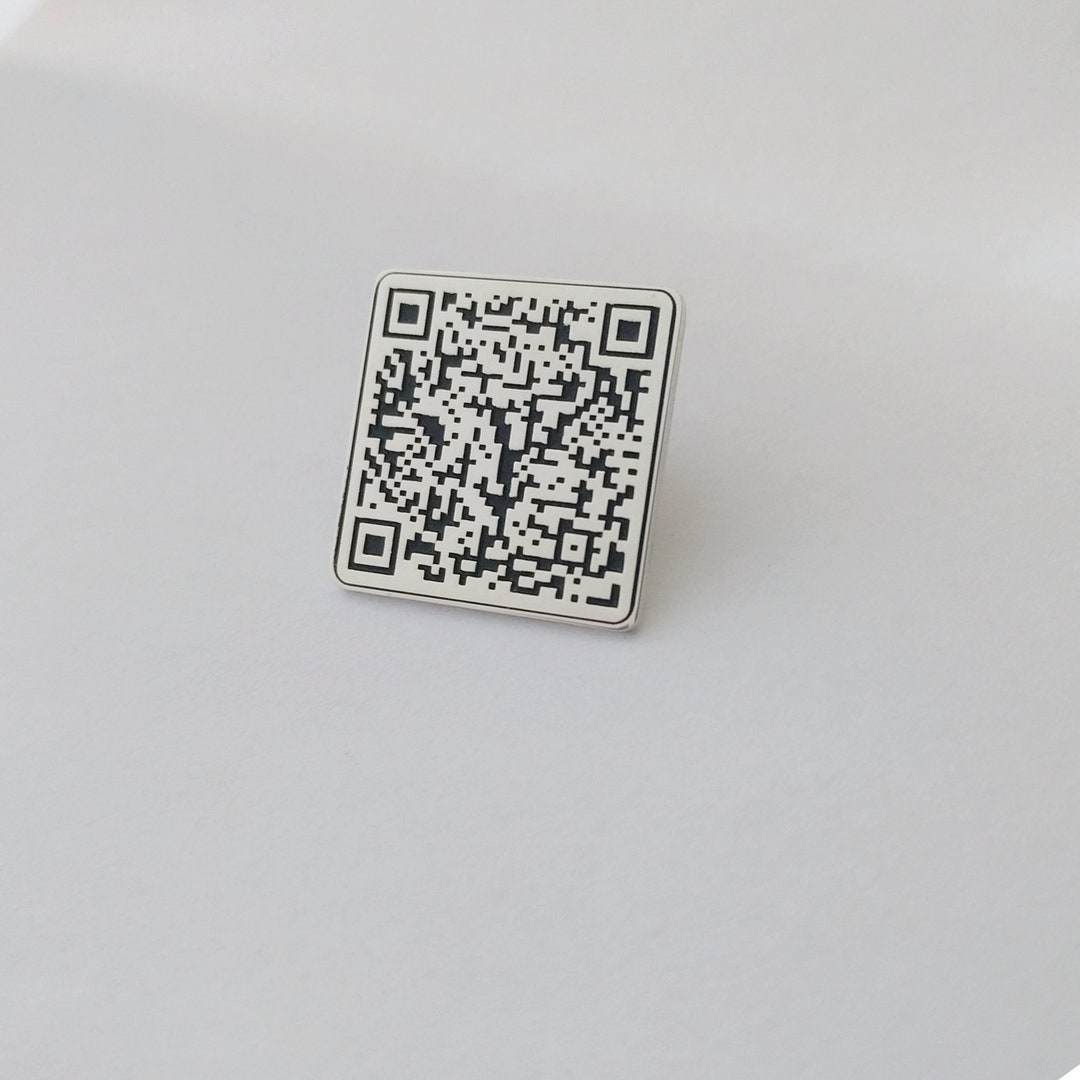 Custom QR Code Lapel Pin, Personalized QR Code Lapel Pin, Silver Lapel ...