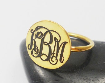 Solid Silver Monogram Ring Name Ring Personalized Engraved - Etsy Hong Kong