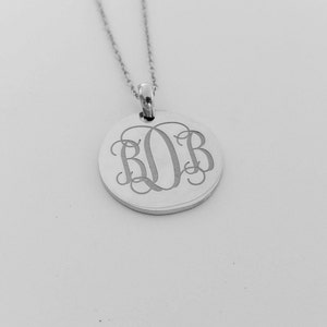 Gold Monogram Circle Disc Necklace,monogram Initials Necklace,gold Disk ...