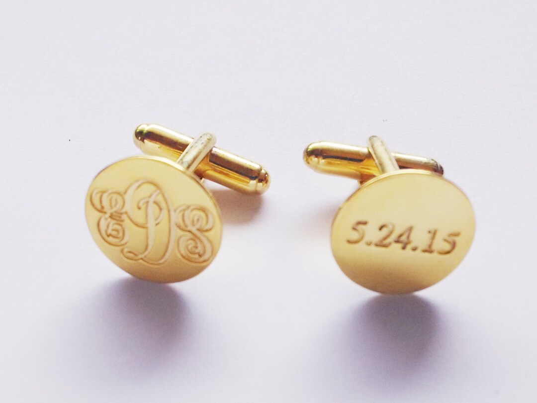 Personalized Wedding Monogram Cufflinks,18k Gold Plated Groom Cuff ...