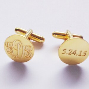 Personalized Wedding Monogram Cufflinks,18k Gold Plated Groom Cuff ...