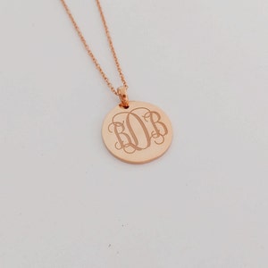 Gold Monogram Circle Disc Necklace,monogram Initials Necklace,gold Disk ...