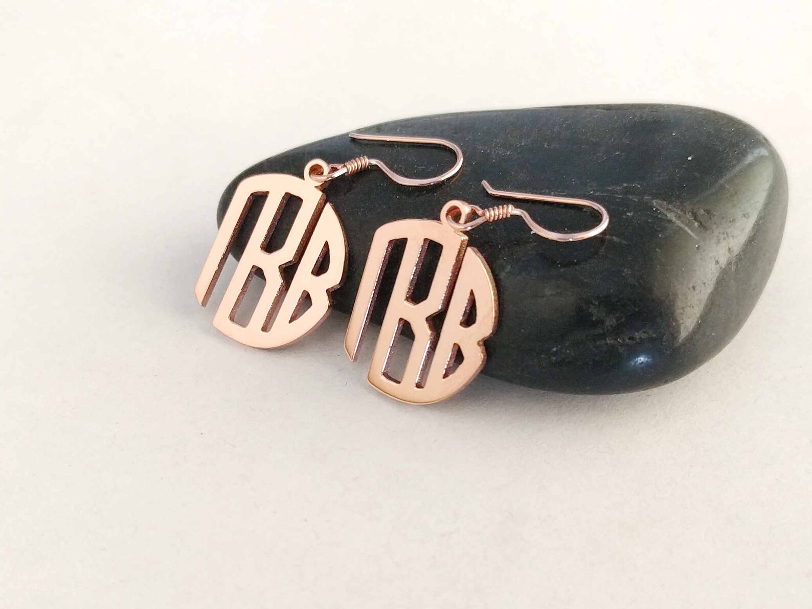 Monogram Earrings for Women Rose Gold Monogram Drop Earrings - Etsy